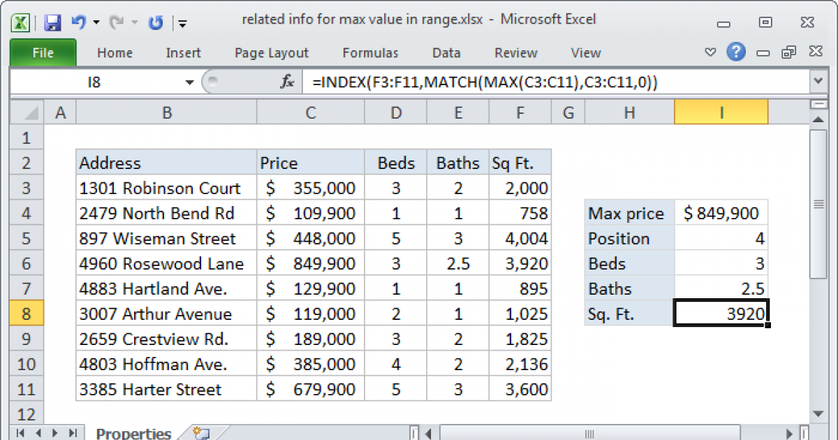 Get Information Corresponding To Max Value Excel Formula Exceljet